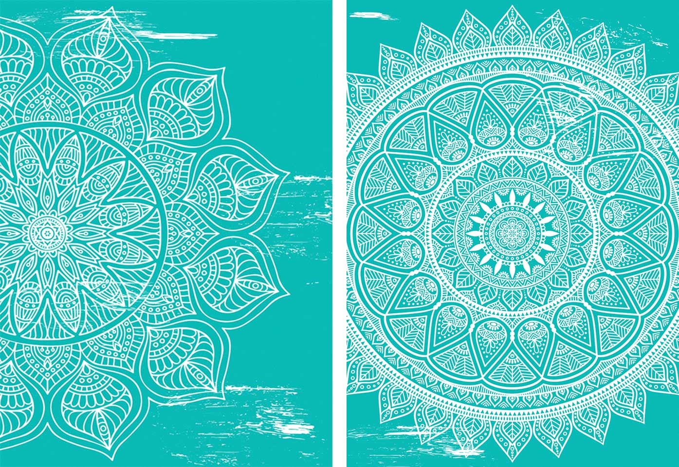 Kit 2 Quadros Retangulares Bit - Duo Mandalas jade - Liê Decor