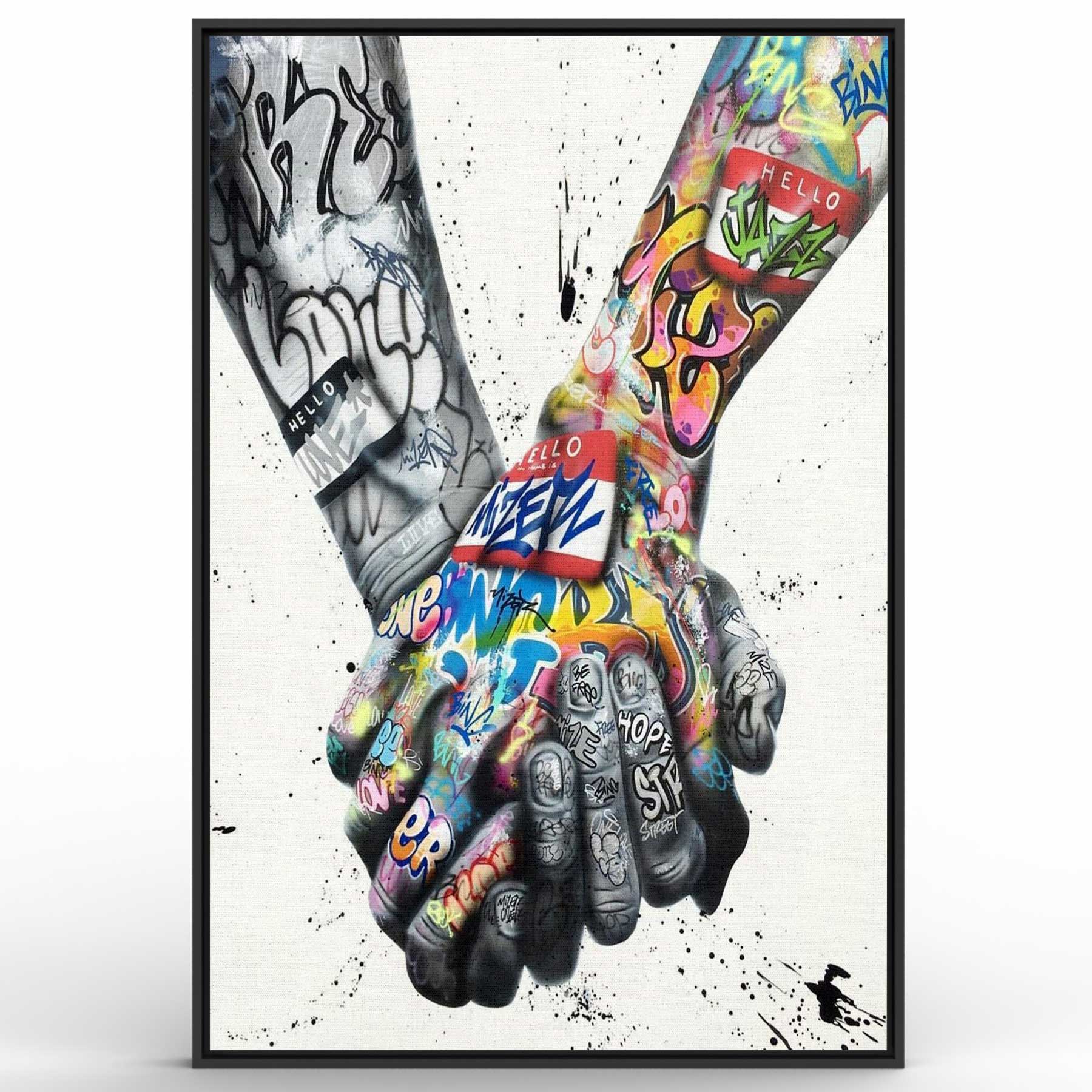 Quadro Retangular - Hand in Hand Graffiti - Liê Decor