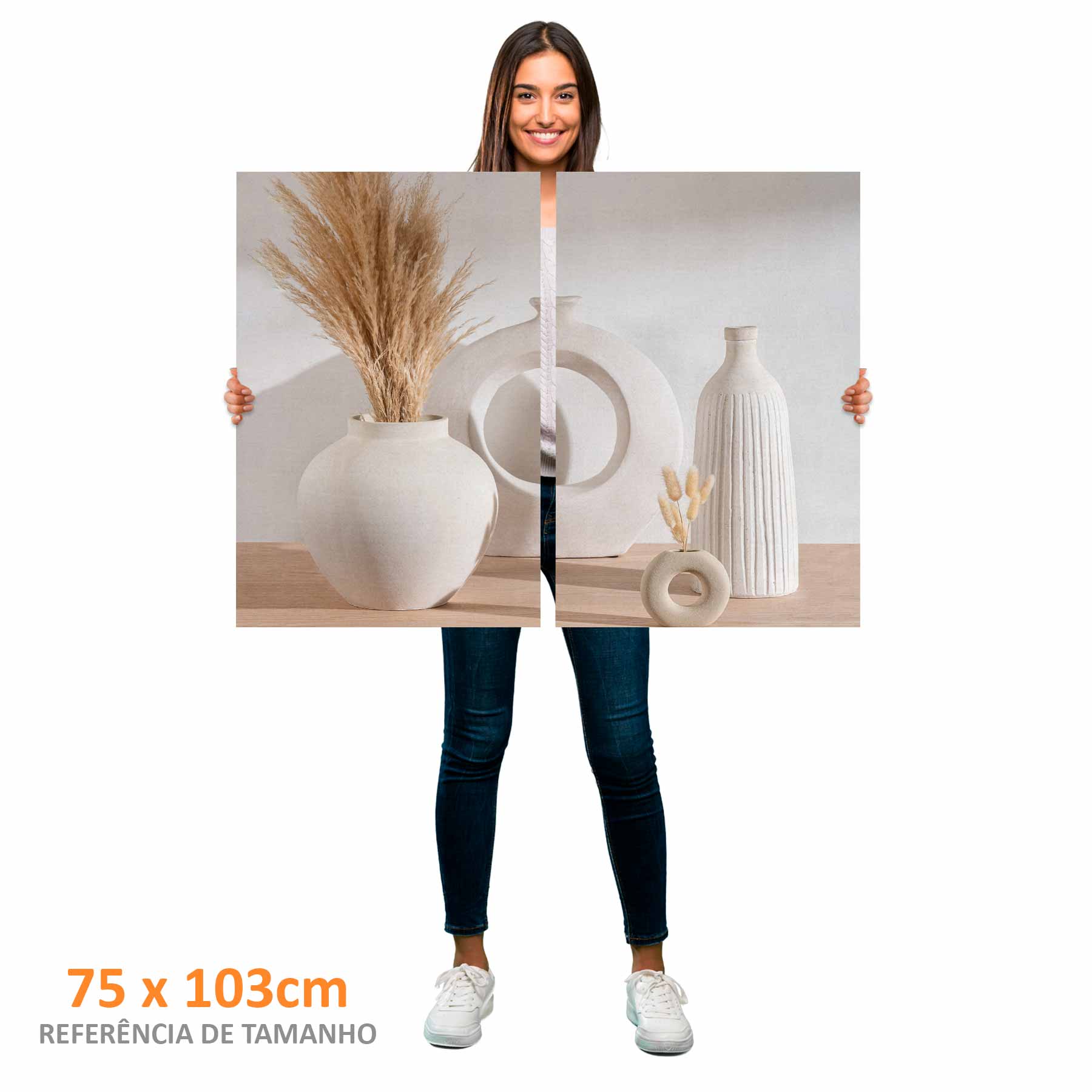 Kit 2 quadros retangulares - Duo Boho Clean - Liê Decor