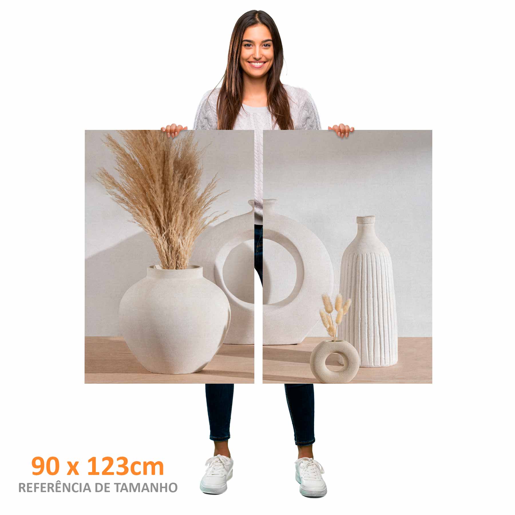 Kit 2 quadros retangulares - Duo Boho Clean - Liê Decor