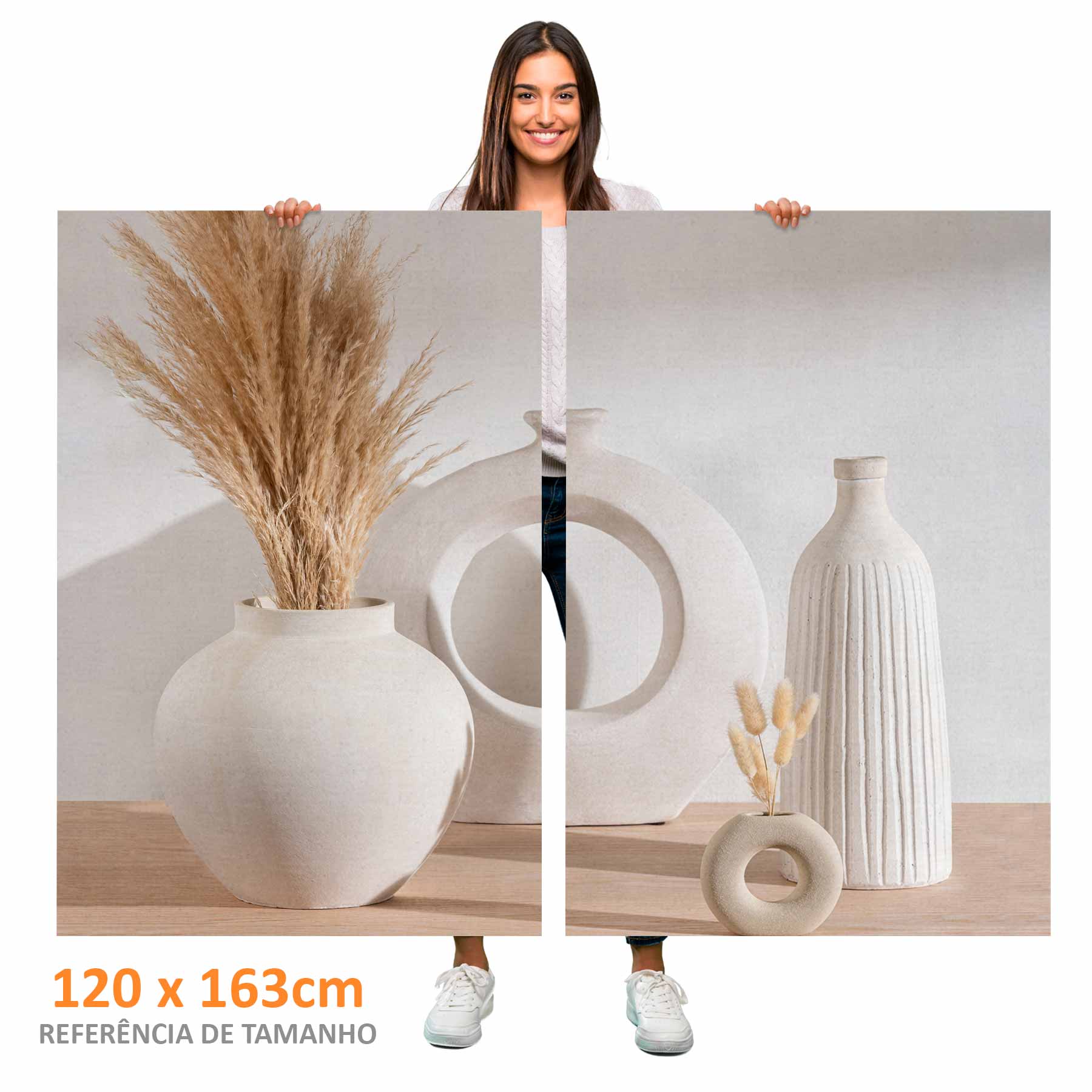 Kit 2 quadros retangulares - Duo Boho Clean - Liê Decor