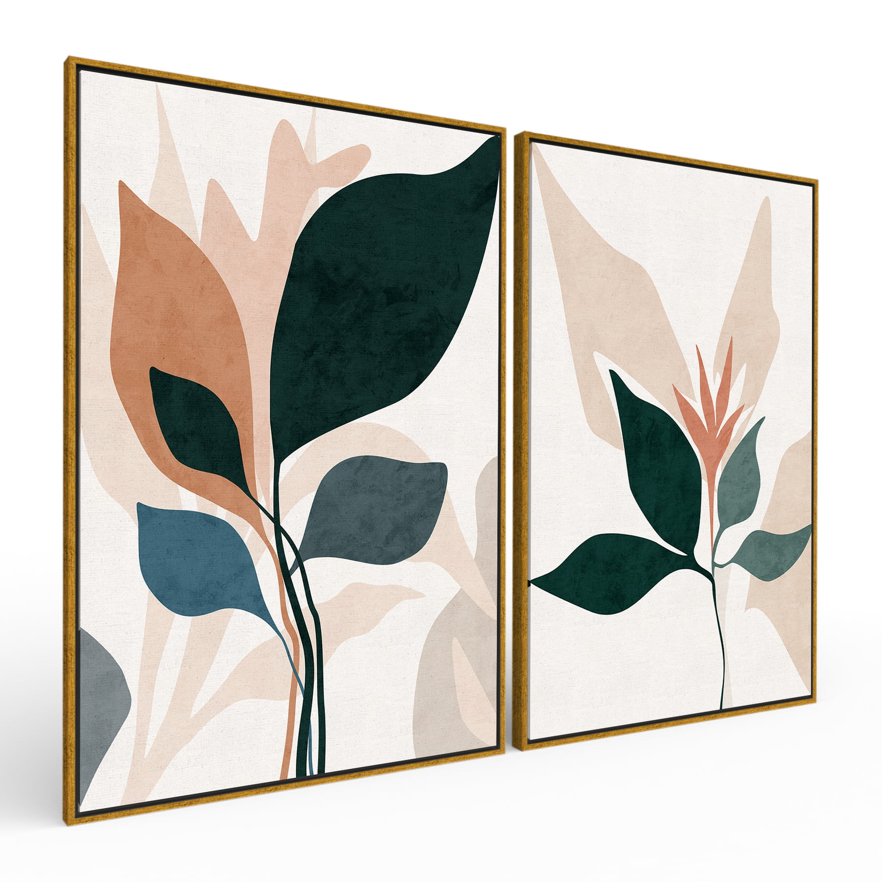 Kit 2 quadros retangulares - Floral Minimalista - Liê Decor
