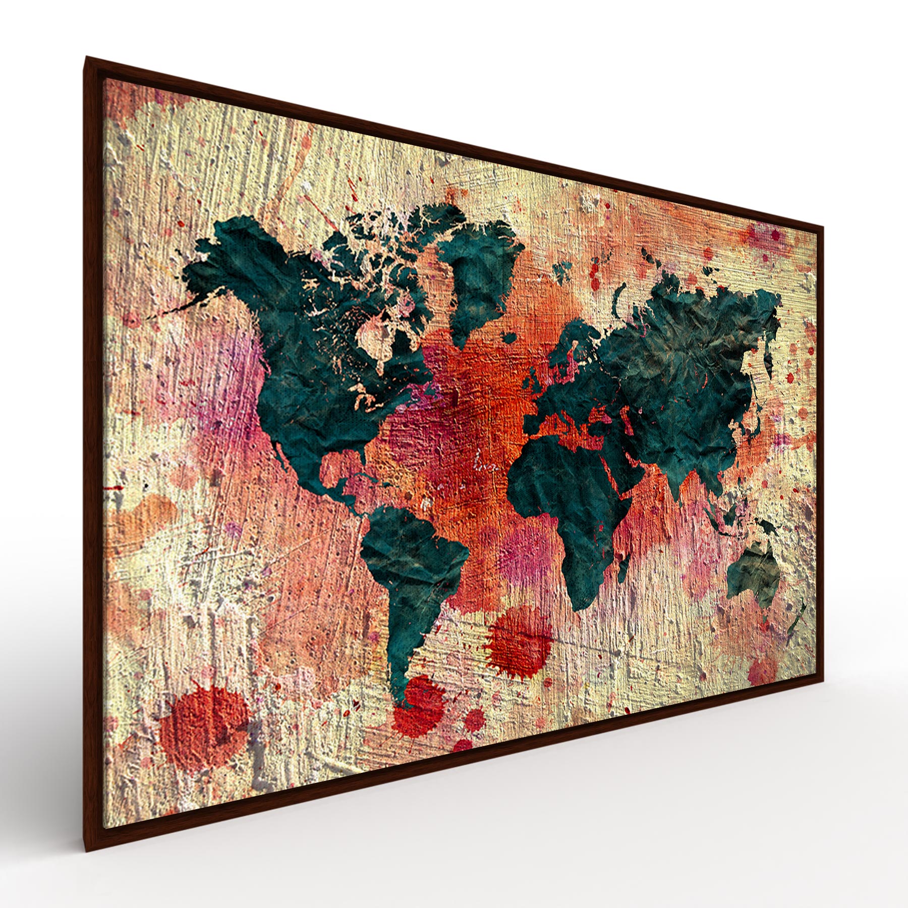 Quadro Retangular - Mapa mundi em relevo - Liê Decor