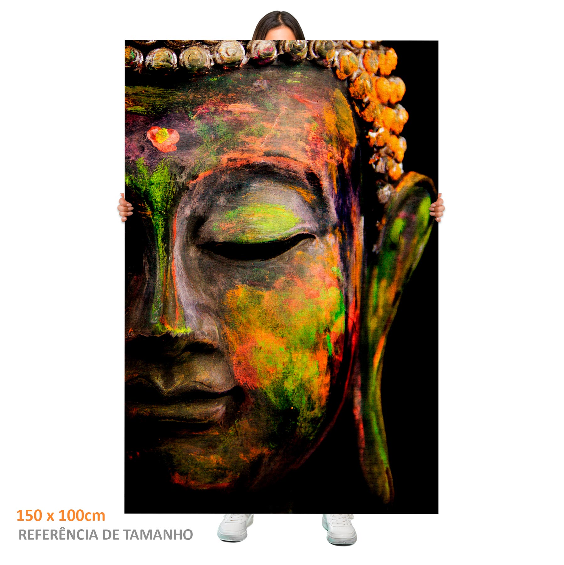 Quadro Retangular - A face de Buda colorida - Liê Decor