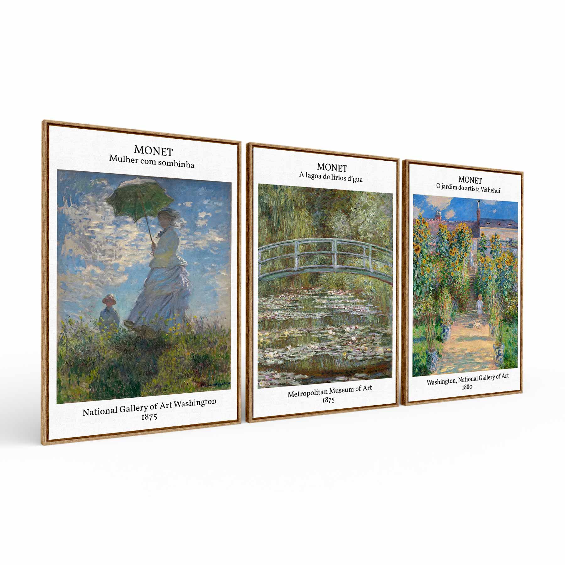 Kit 3 quadros retangulares - TRIO MONET I - Liê Decor