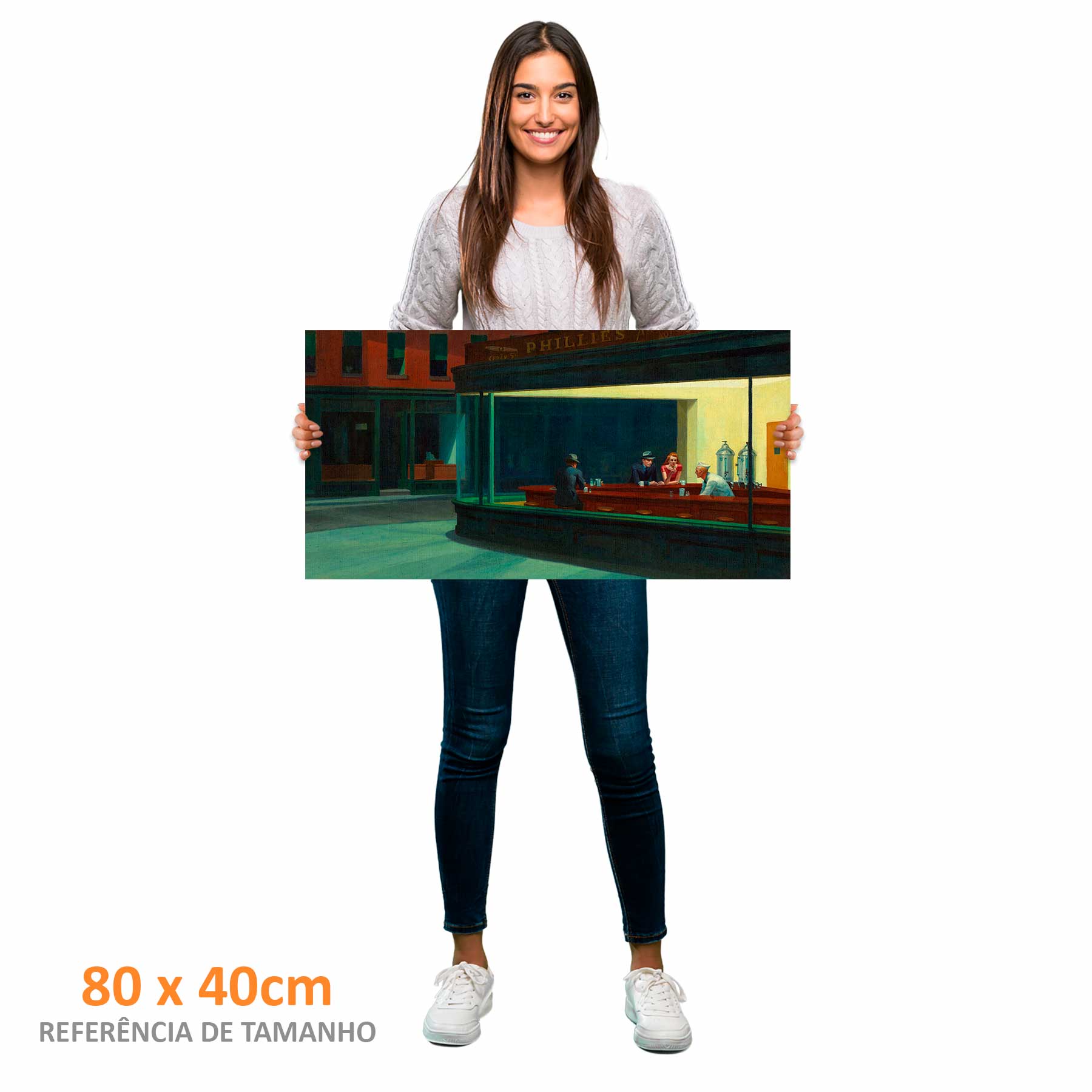 Quadro panorâmico - Edward Hopper - Nighthawks - Liê Decor