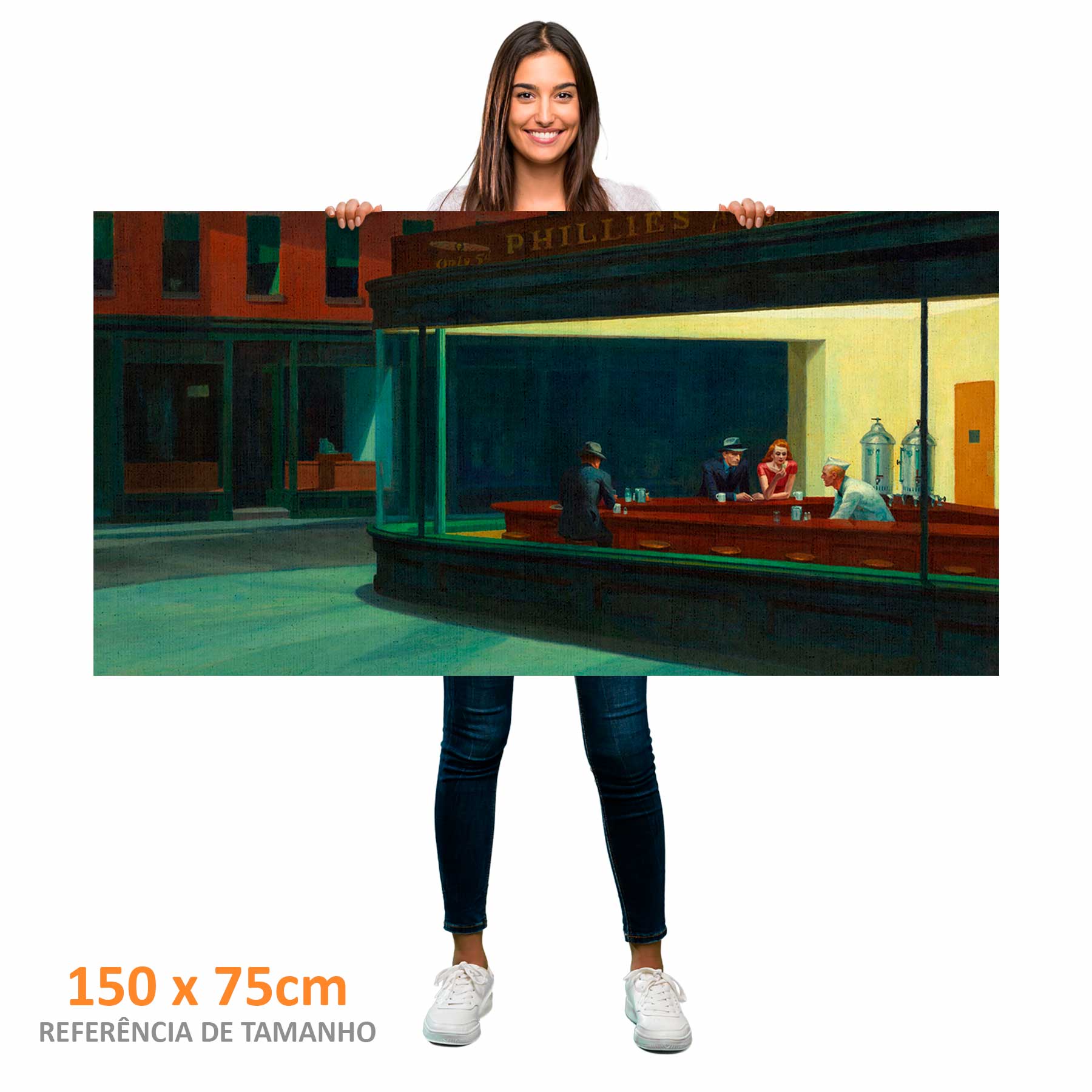 Quadro panorâmico - Edward Hopper - Nighthawks - Liê Decor