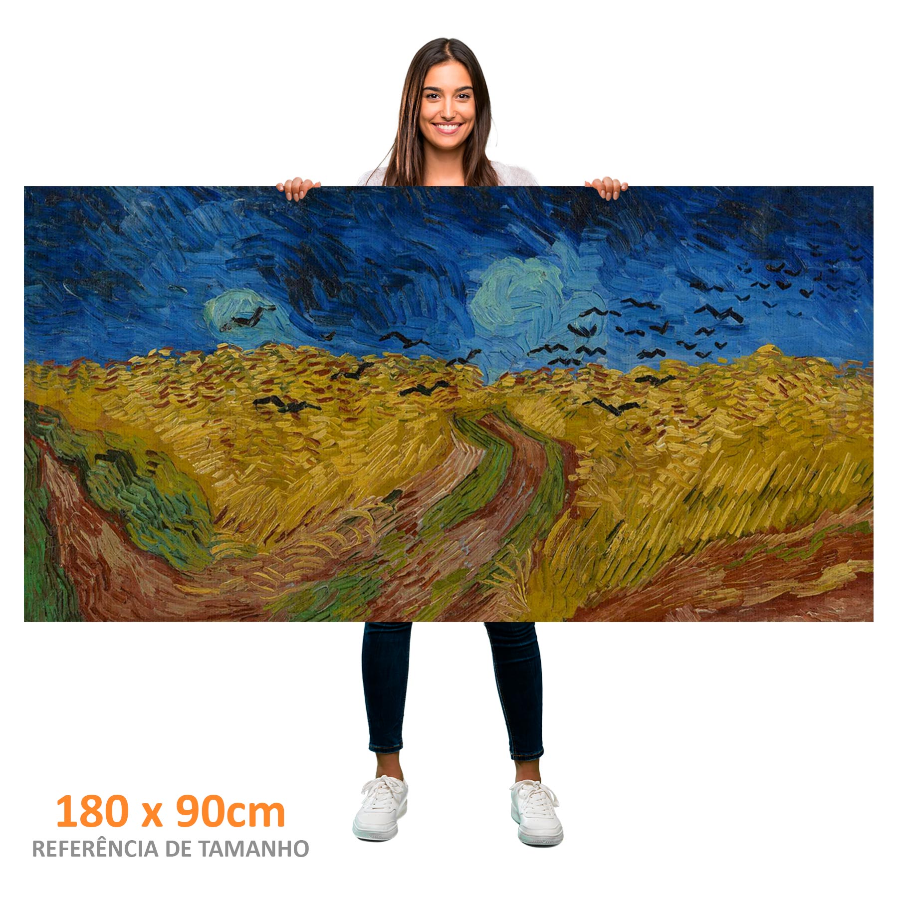 Quadro panorâmico - Vincent van Gogh - Campo de trigo com corvos - Liê ...