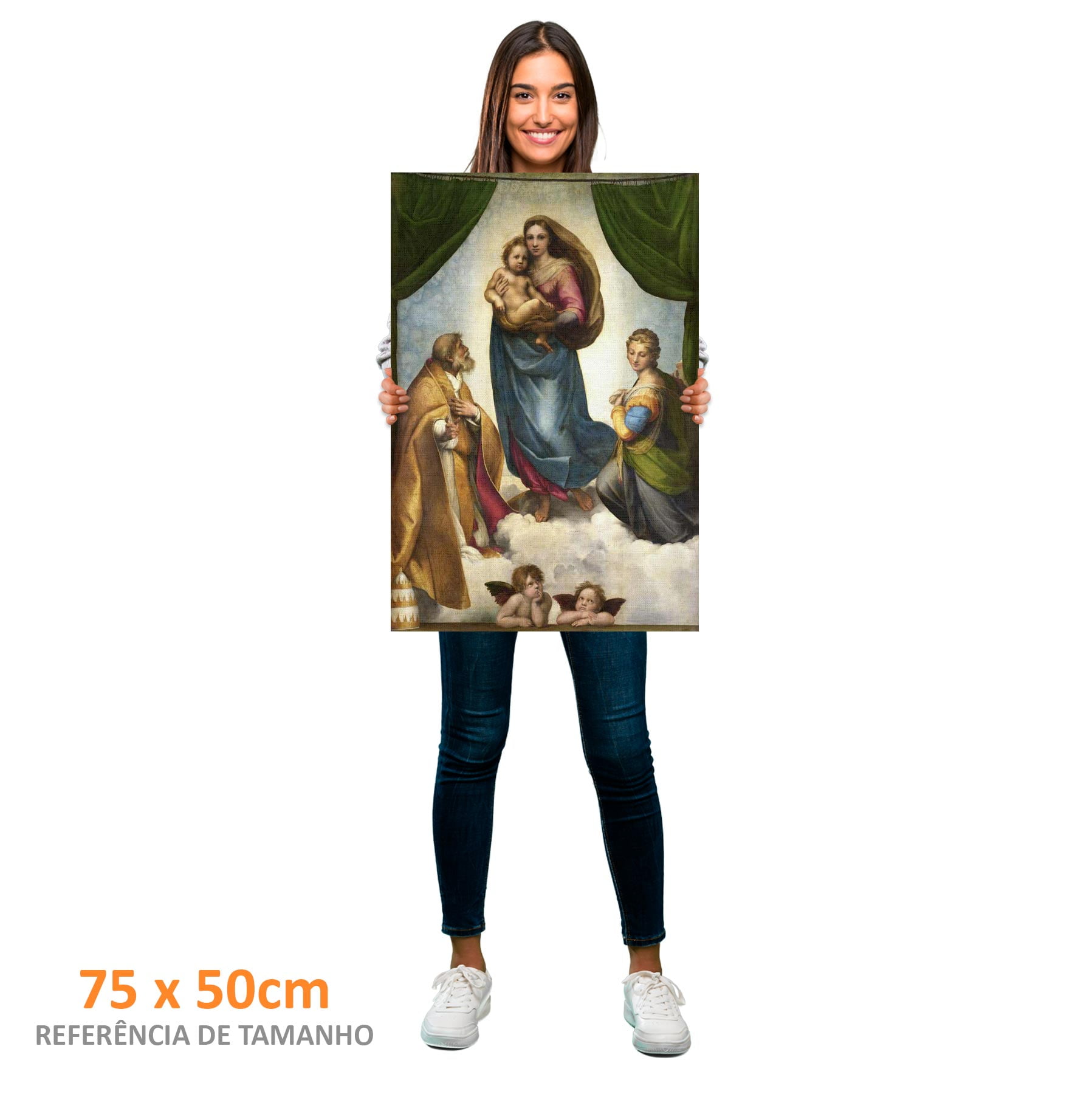 Quadro Retangular - Rafael - Madona sistina - Liê Decor